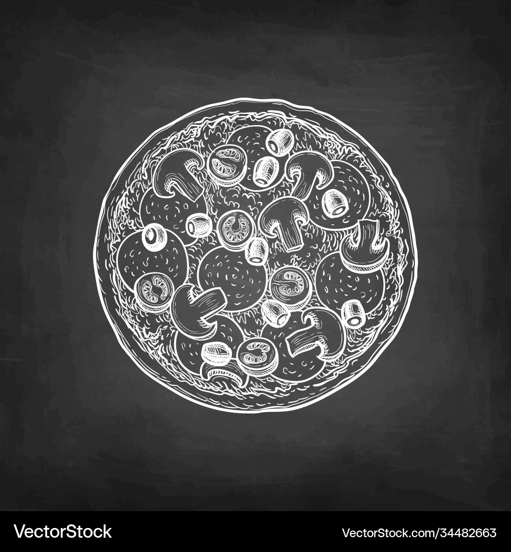 Chalk sketch pizza Royalty Free Vector Image - VectorStock