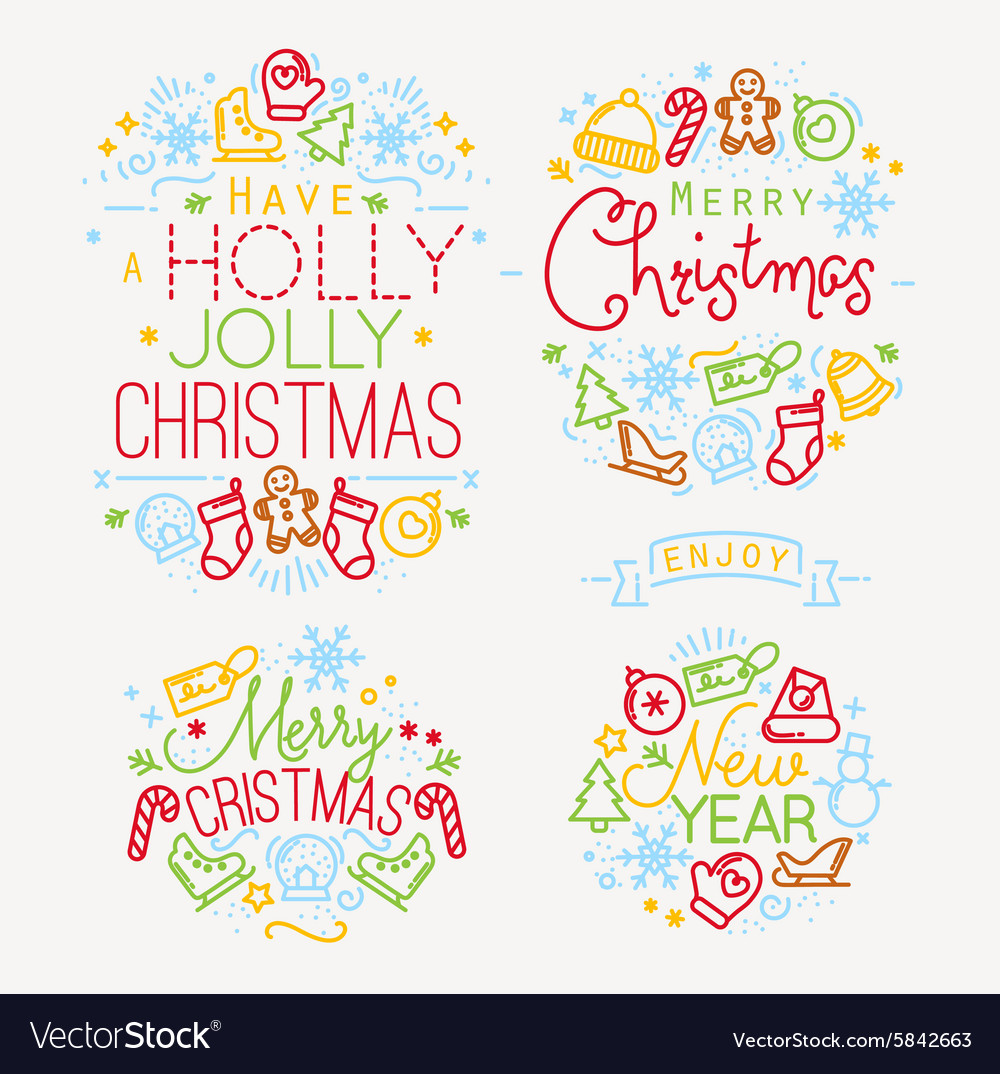 Christmas elements color Royalty Free Vector Image