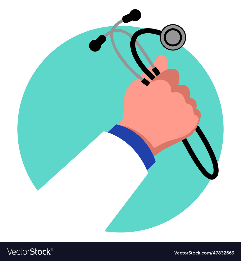 Clip art of a doctor hand holding a stethoscope Vector Image