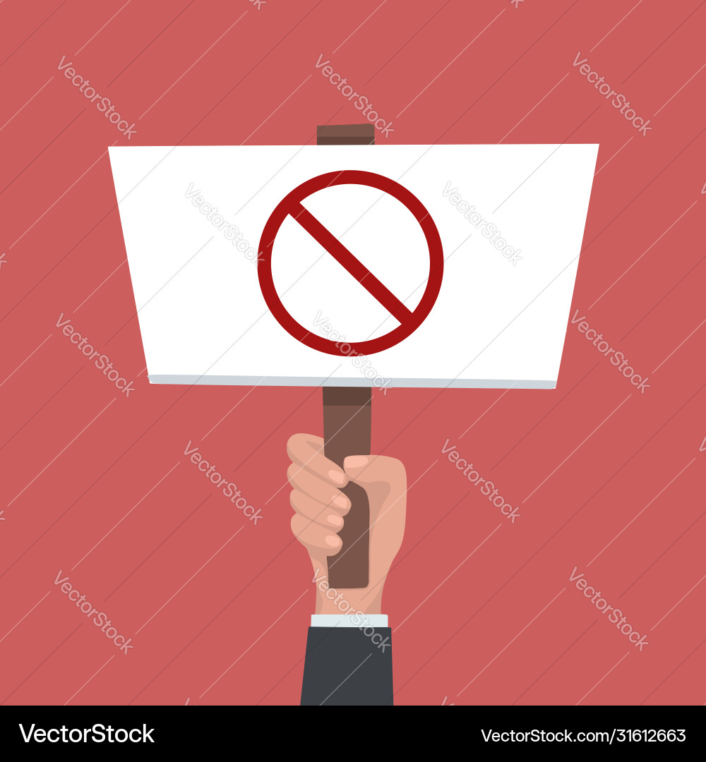 Flat businessman hand with prohibited banner Vector Image