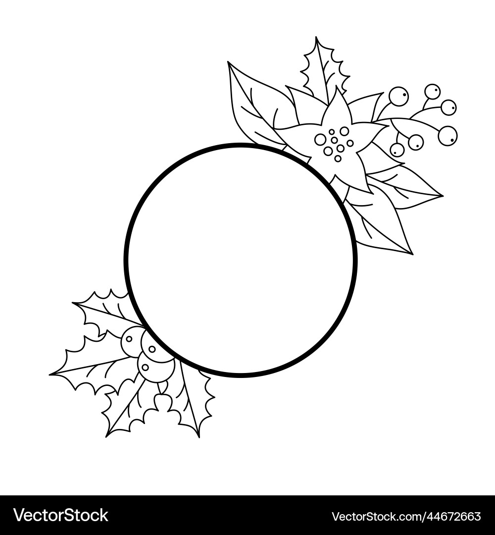 Frame christmas elements in a line art style Vector Image