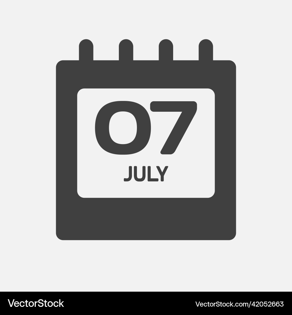 Icon day date 7 july template calendar page Vector Image