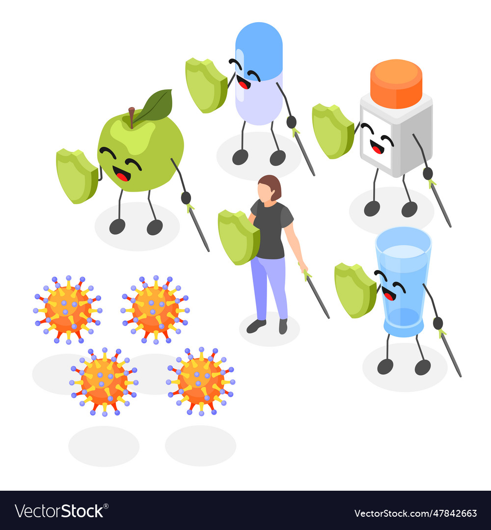 Immune system boost composition Royalty Free Vector Image