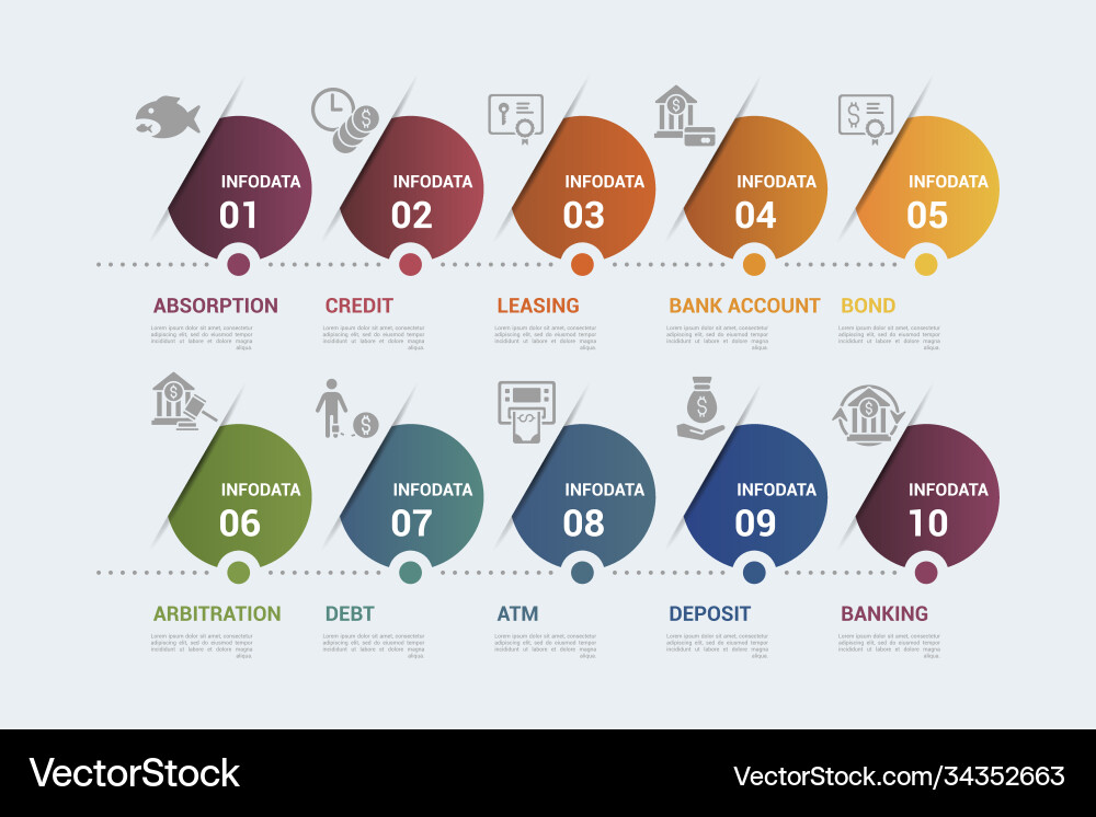 Infographic banking template icons in different Vector Image