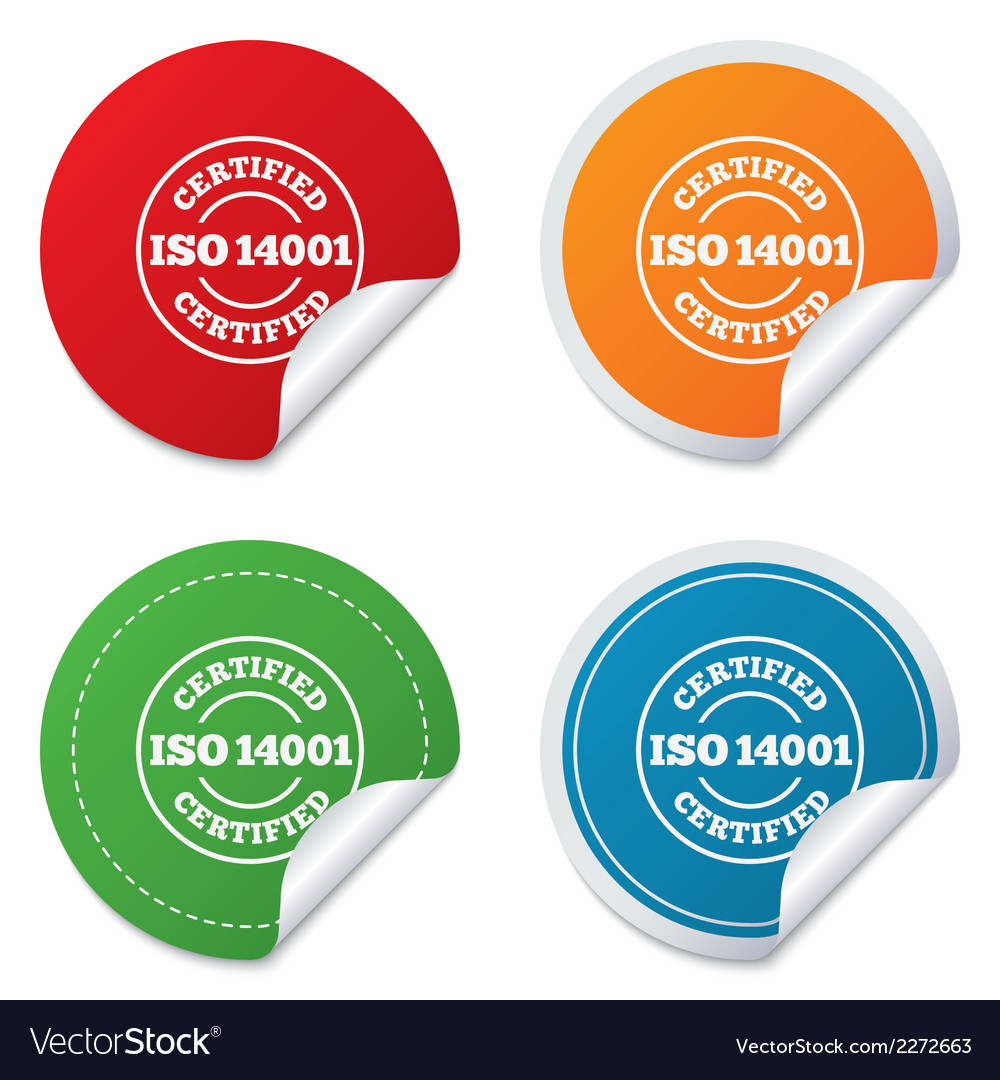 Iso 14001 certified sign certification stamp Vector Image