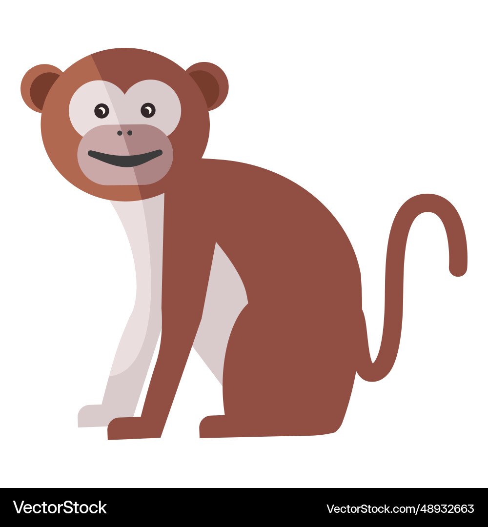 Monkey leg muzzle tail flat Royalty Free Vector Image
