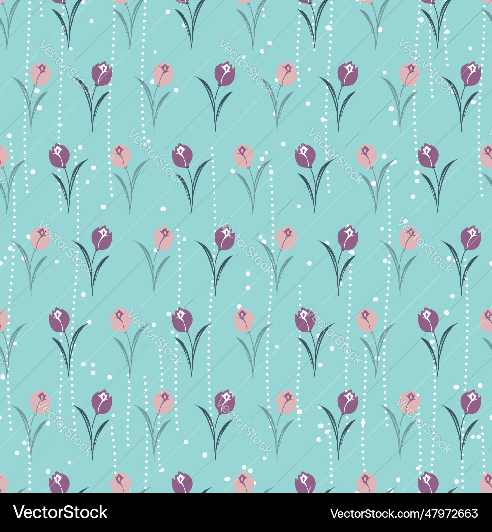 Pink floral violet elegant tulip seamless pattern Vector Image