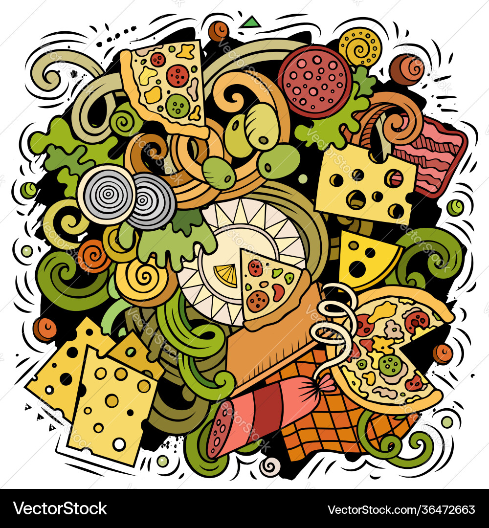 Pizza cartoon doodle funny design Royalty Free Vector Image