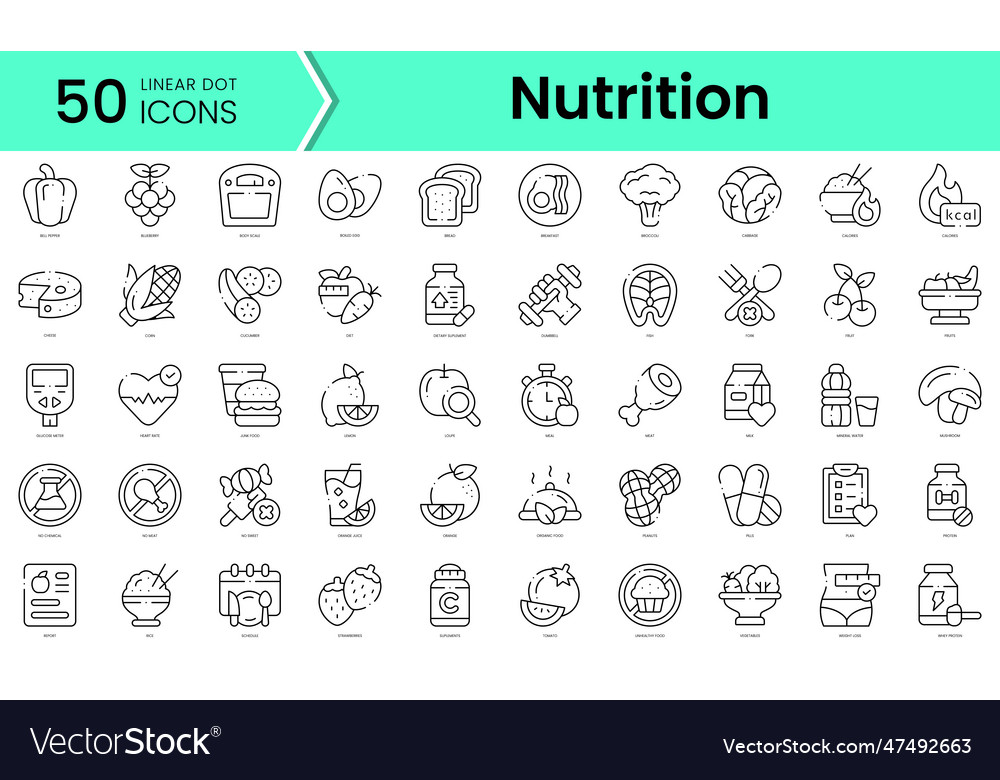 Set of nutrition icons line art style bundle Vector Image