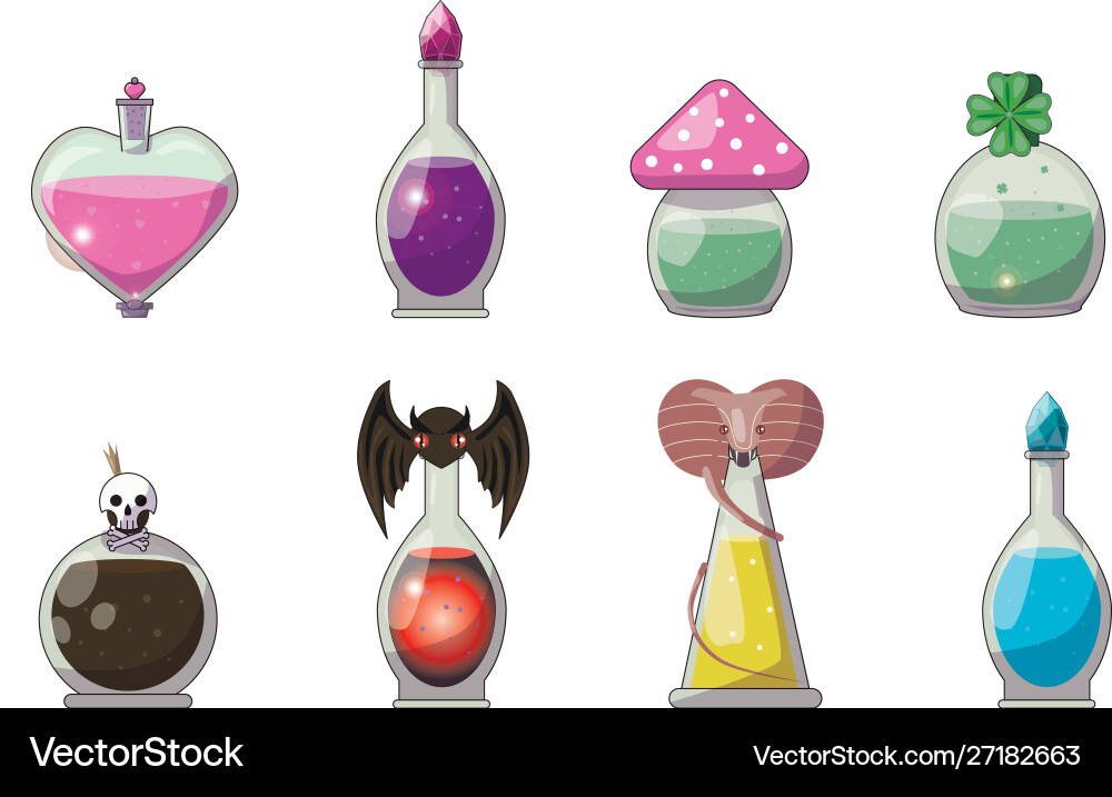 Set potions on a white background potions Vector Image