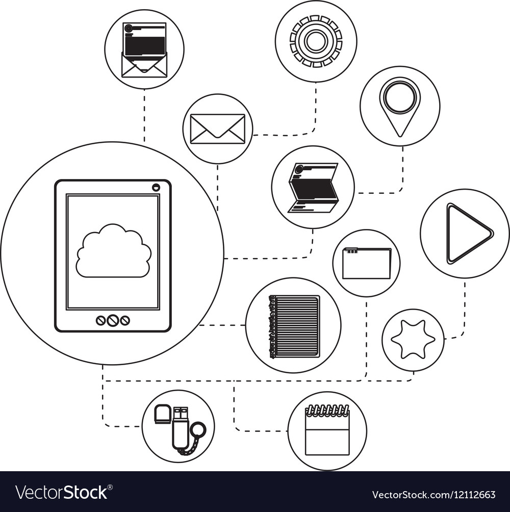 Tablet and cloud computing design Royalty Free Vector Image