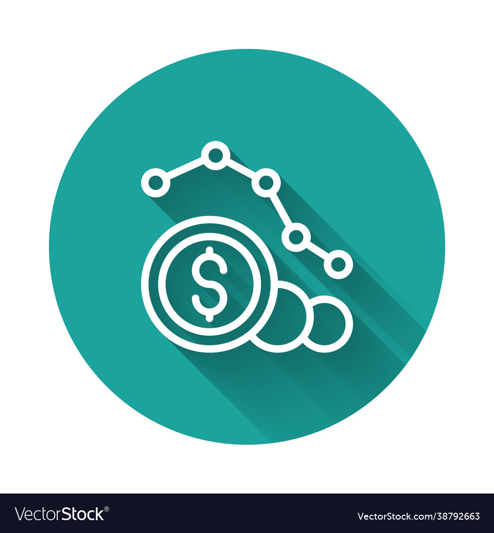 White line dollar rate decrease icon isolated Vector Image