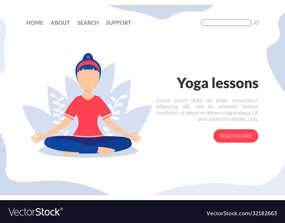 Yoga lessons web landing page template young Vector Image
