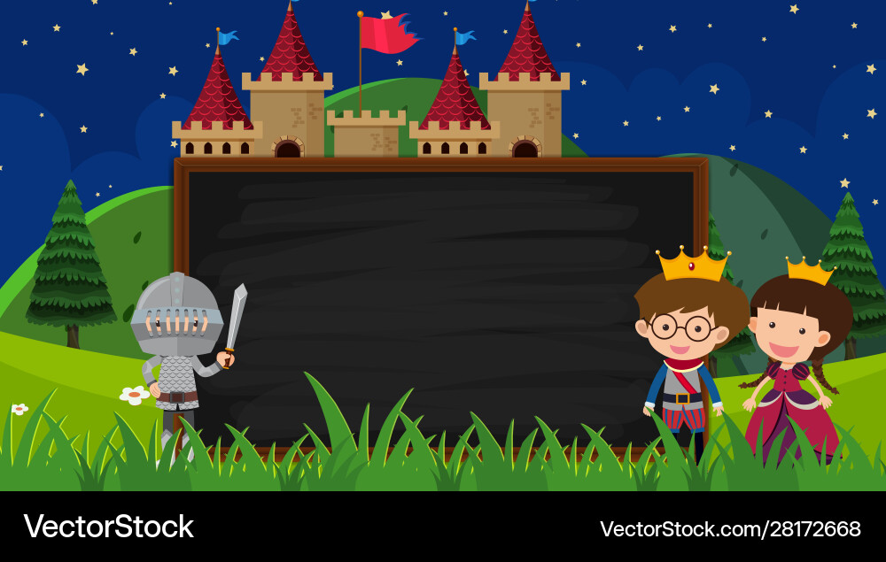 Border template with prince and princess Vector Image