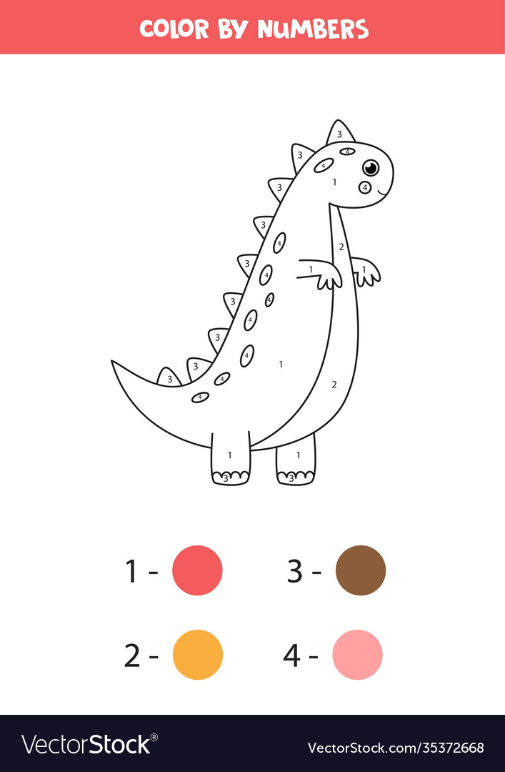 Color cute cartoon dinosaur numbers counting Vector Image