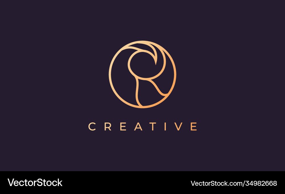 Elegant gold line logo design with simple Vector Image