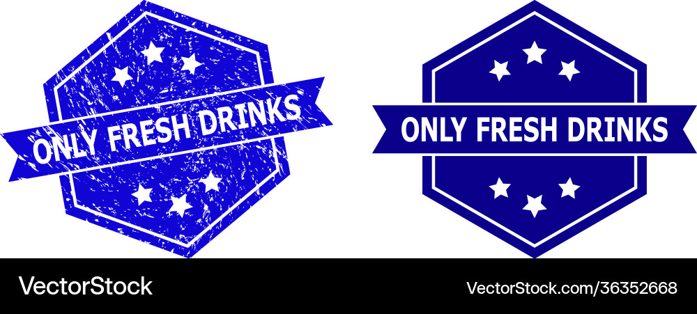 Hexagon only fresh drinks watermark with distress Vector Image