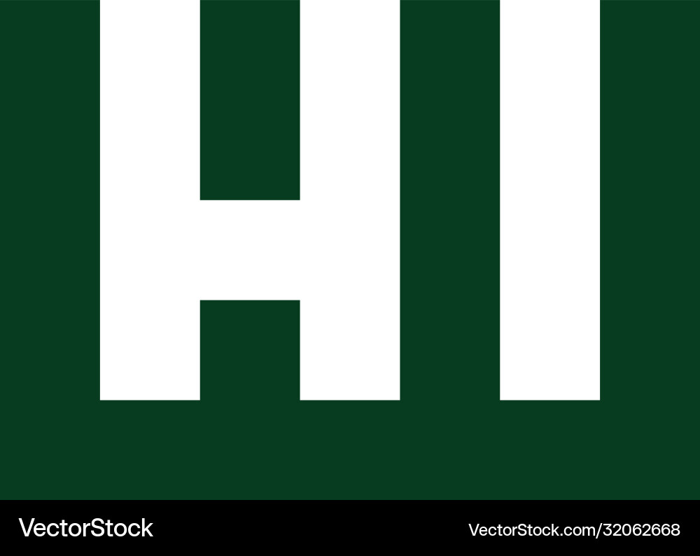 Letter hi symbol geometric square line negative Vector Image