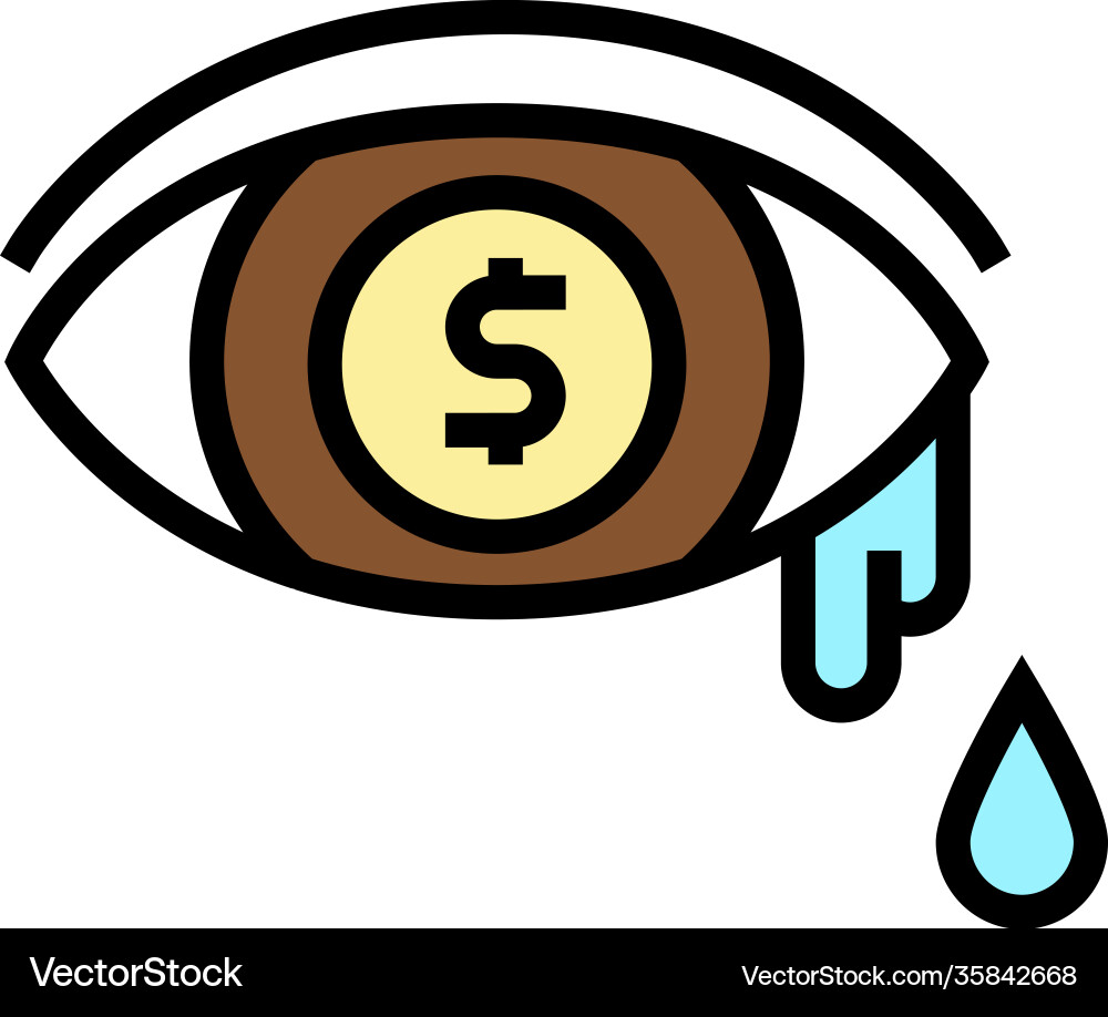 Money tears poverty problem color icon Royalty Free Vector