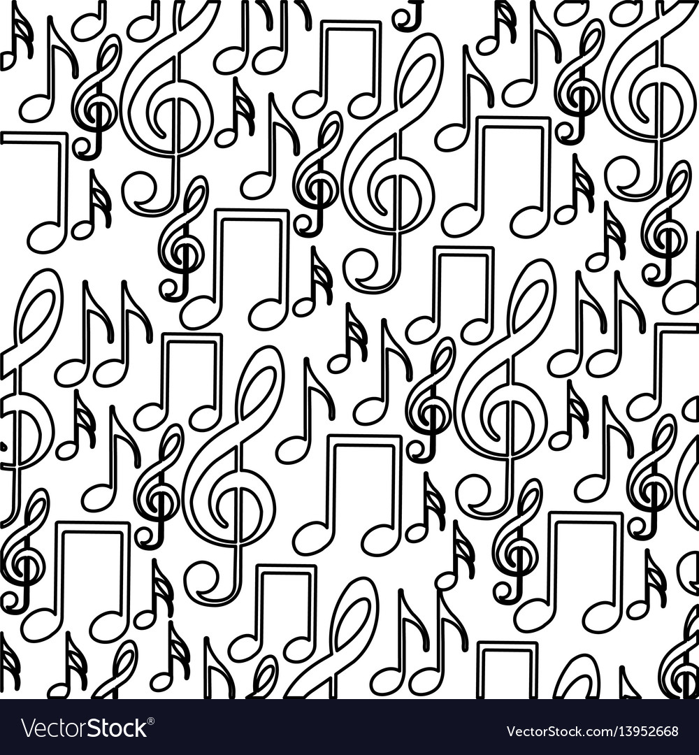 Monochrome background with pattern of musical Vector Image