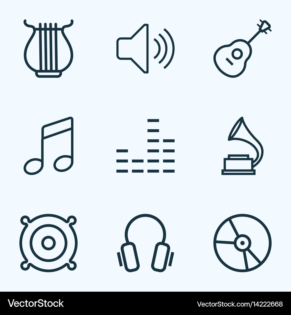 Music outlines set collection of strings plastic Vector Image