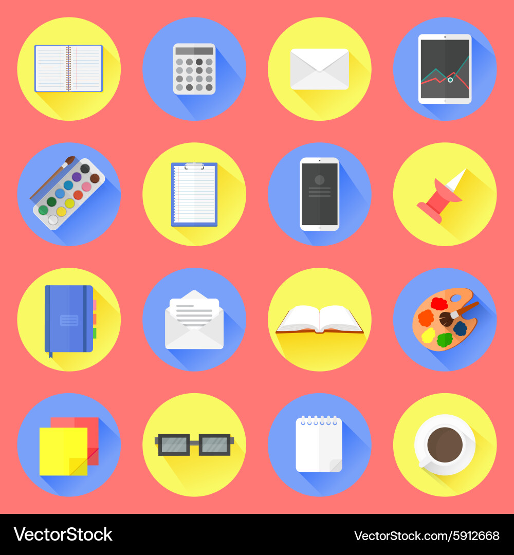 Set of flat style icons Royalty Free Vector Image