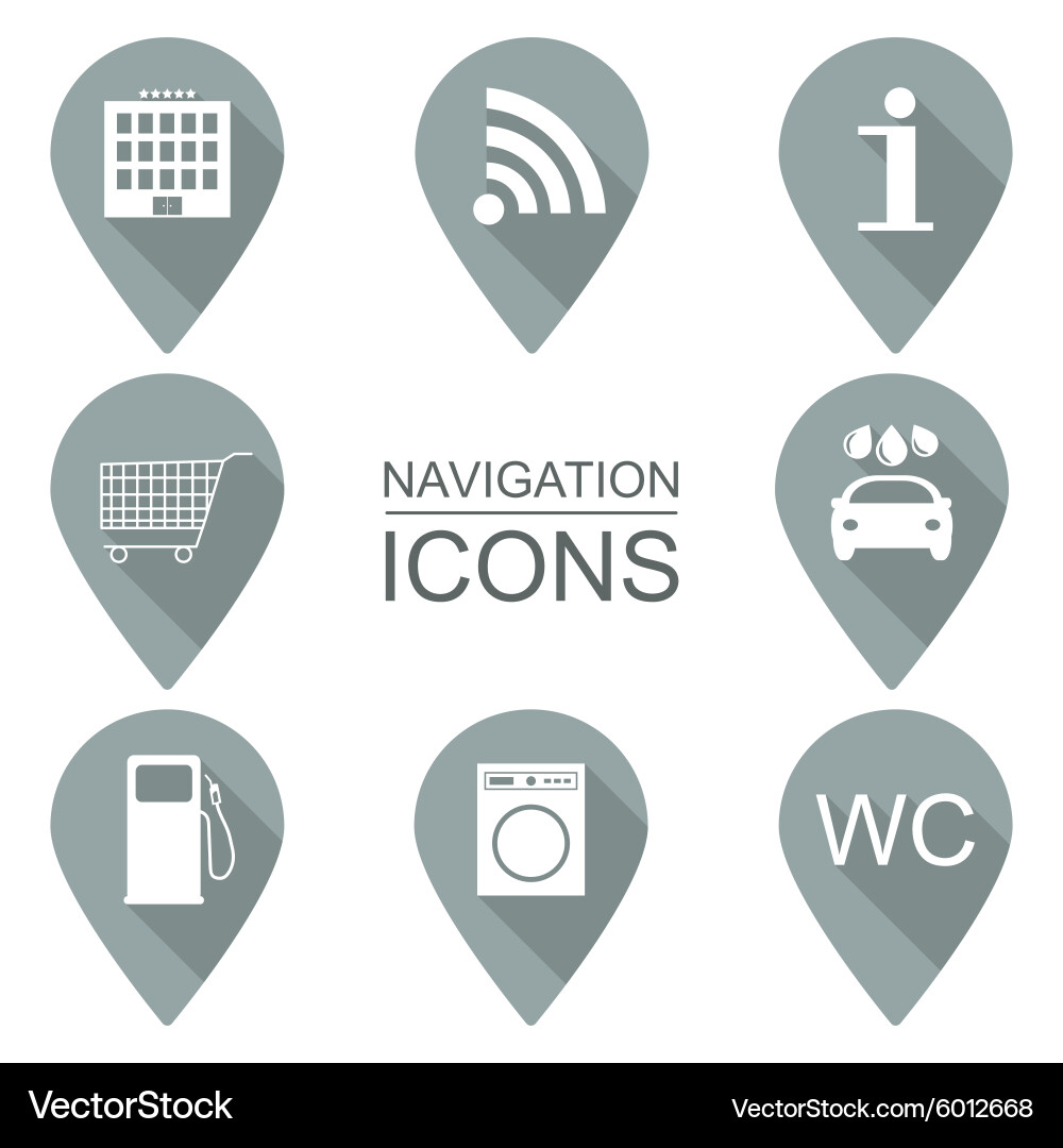 Set of navigation icons flat design service Vector Image