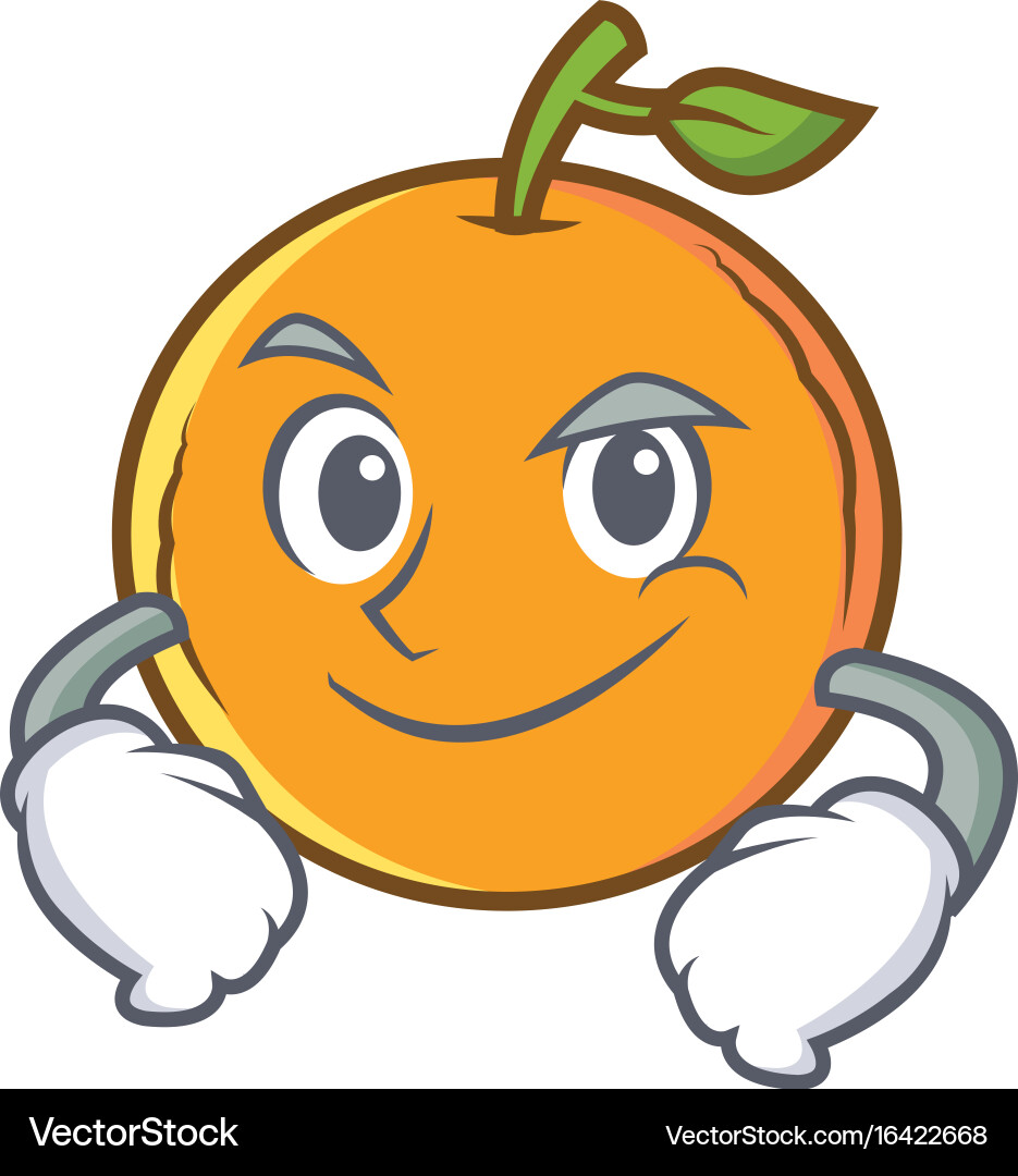 Smirking orange fruit cartoon character Royalty Free Vector