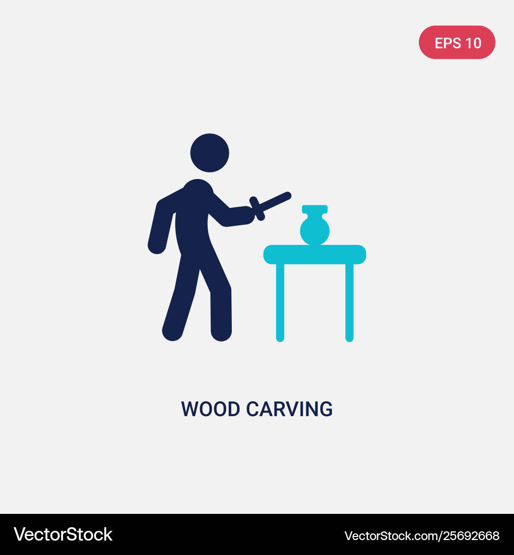 Two color wood carving icon from activity Vector Image