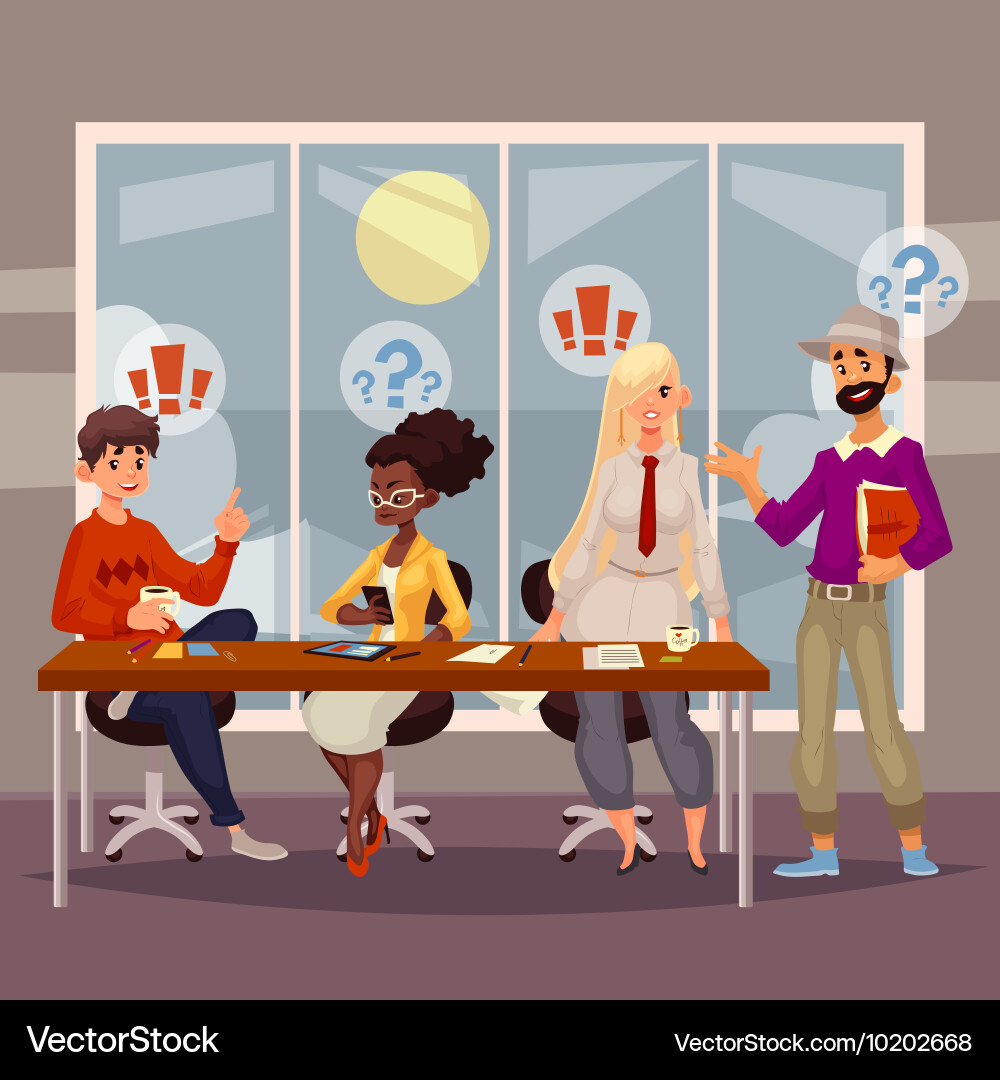 Young creative business people discussing ideas Vector Image