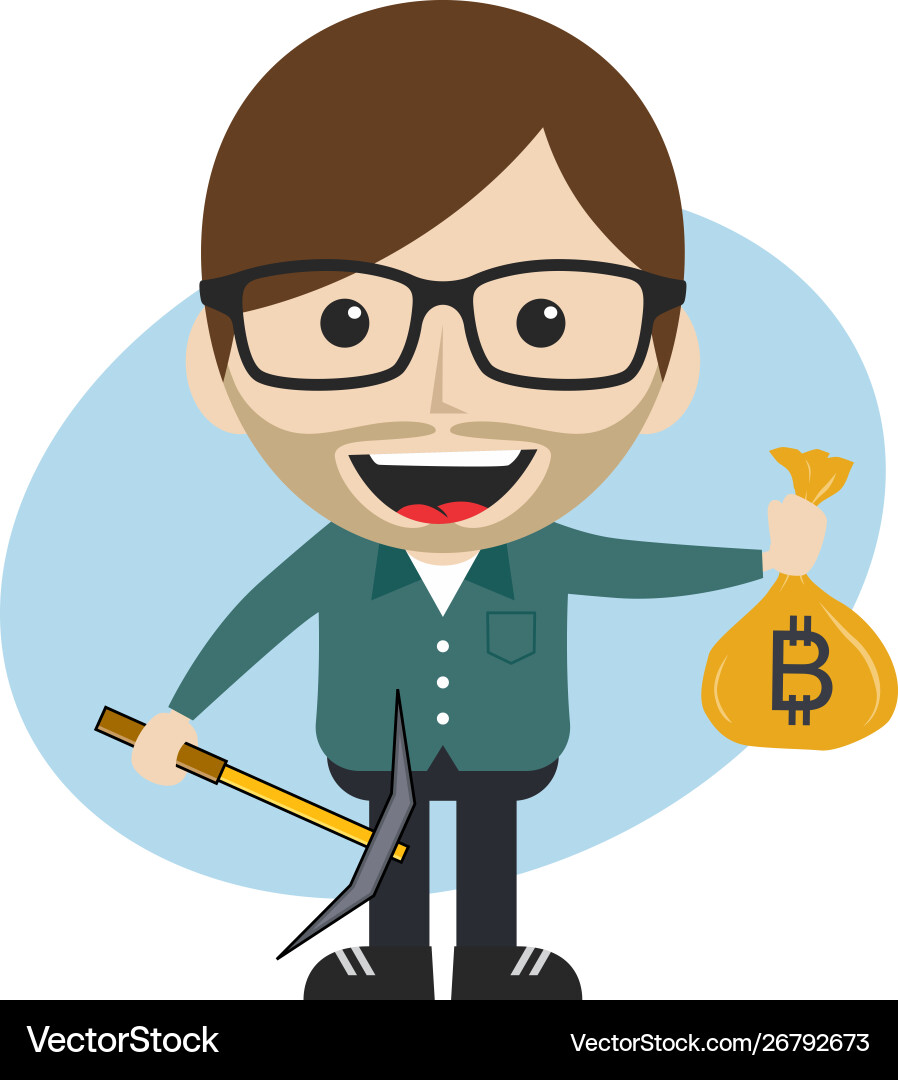 Bitcoin crypto currency theme cartoon gentleman Vector Image