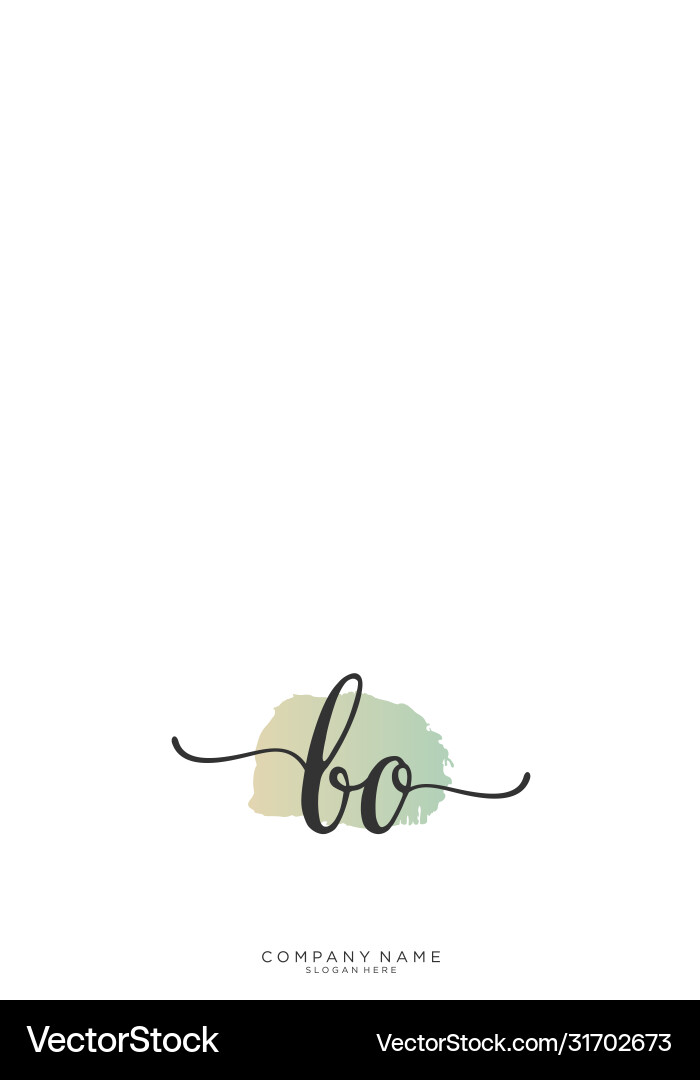 Bo initial handwriting logo design Royalty Free Vector Image