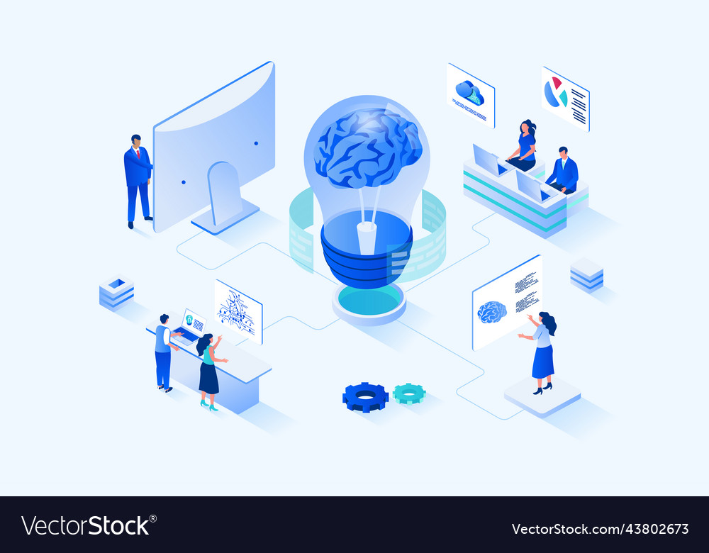 Brainstorming 3d isometric web design web Vector Image