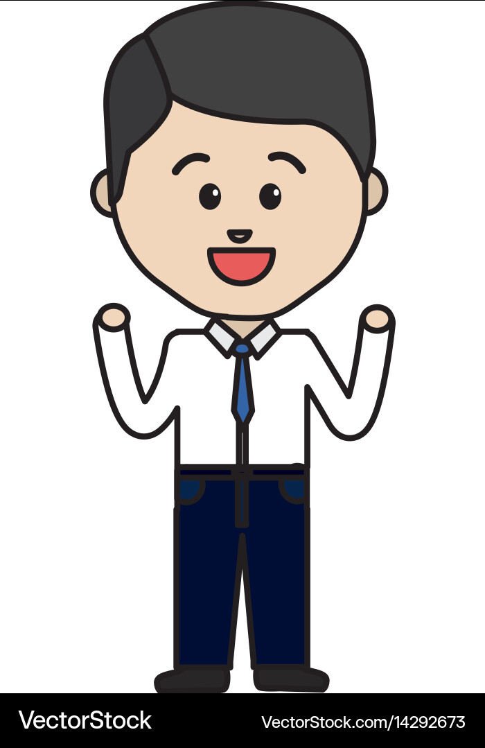 Businessman line cartoon face happy expression Vector Image