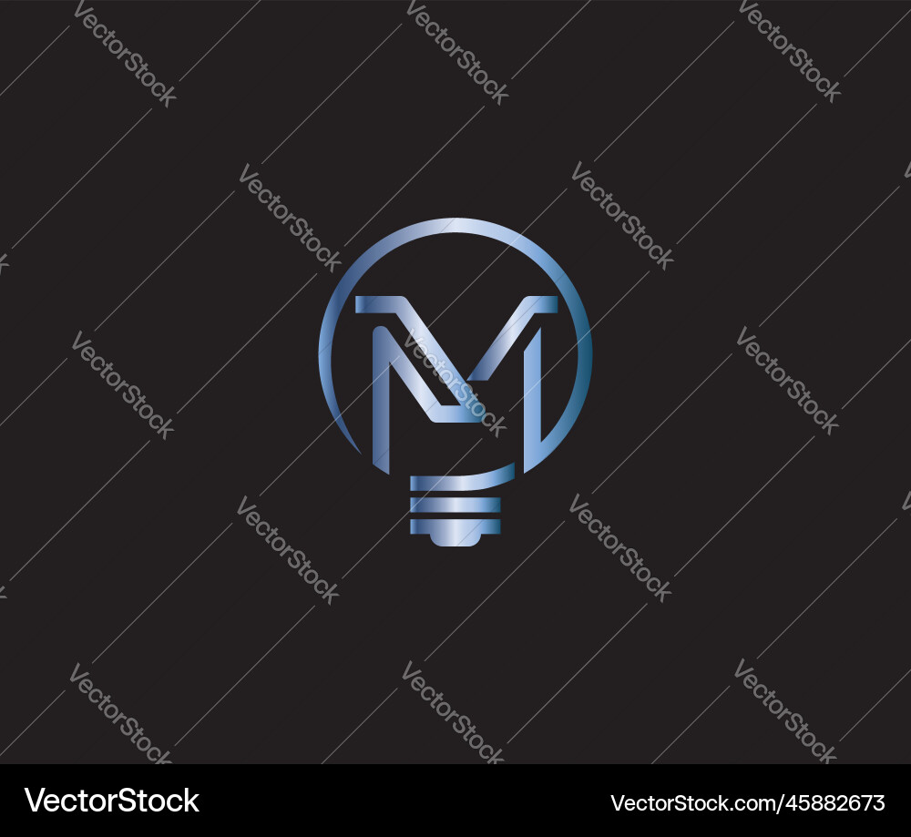 Creative m letter bulb energy power modern logo Vector Image