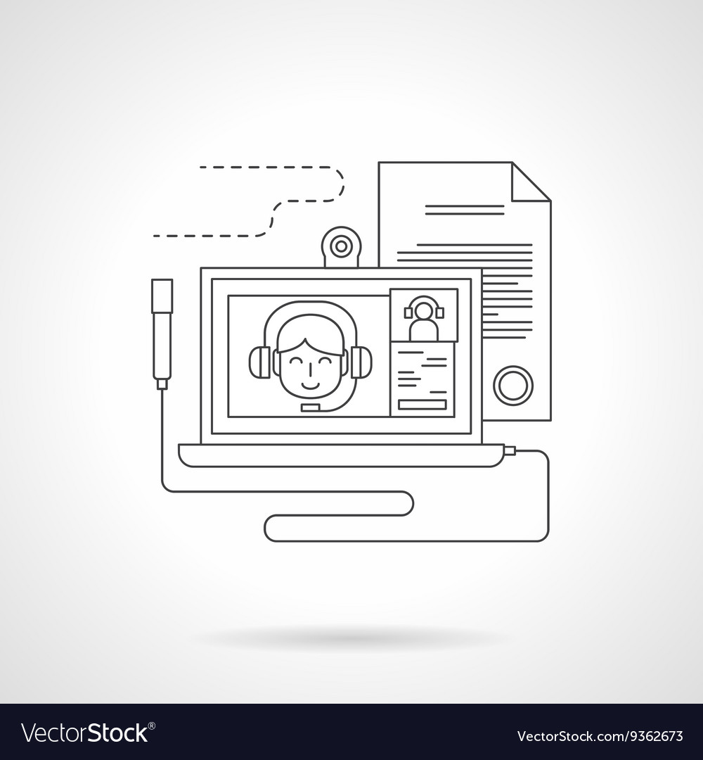 Distance learning detailed line icon Royalty Free Vector