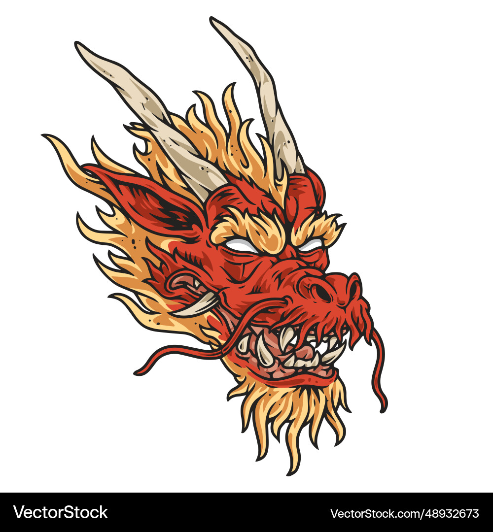 Eastern snake monster emblem colorful Royalty Free Vector