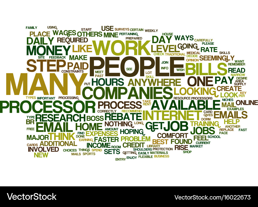 Email processor jobs text background word cloud Vector Image