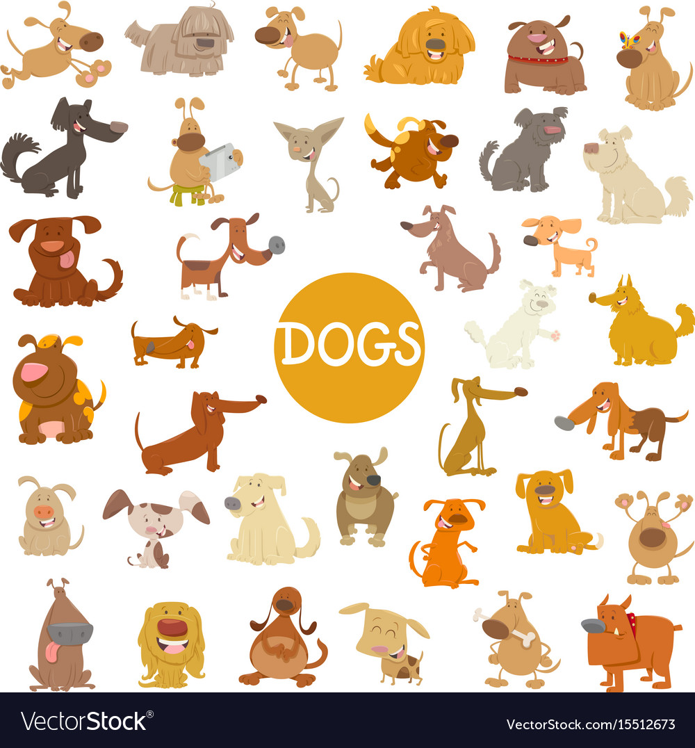 Funny dog characters big set Royalty Free Vector Image
