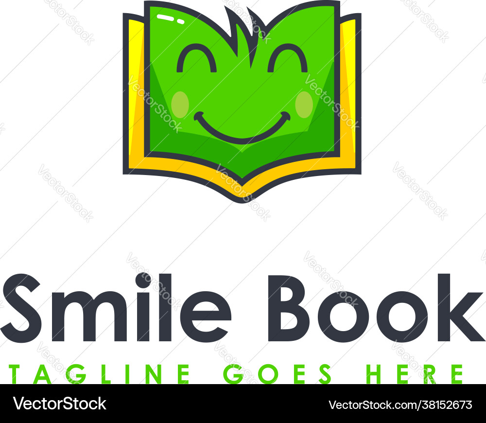 Funny smile book logo designs concept fun Vector Image