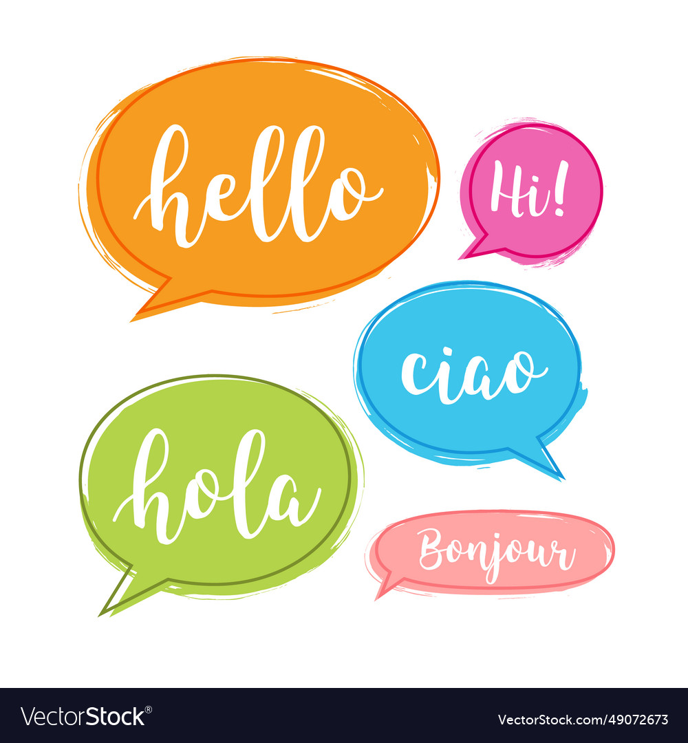 Hello bubble in different language english Vector Image
