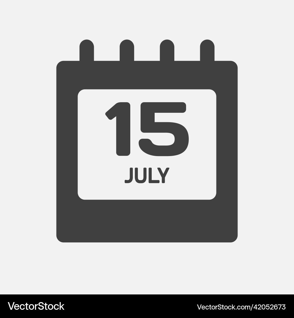 Icon day date 15 july template calendar page Vector Image