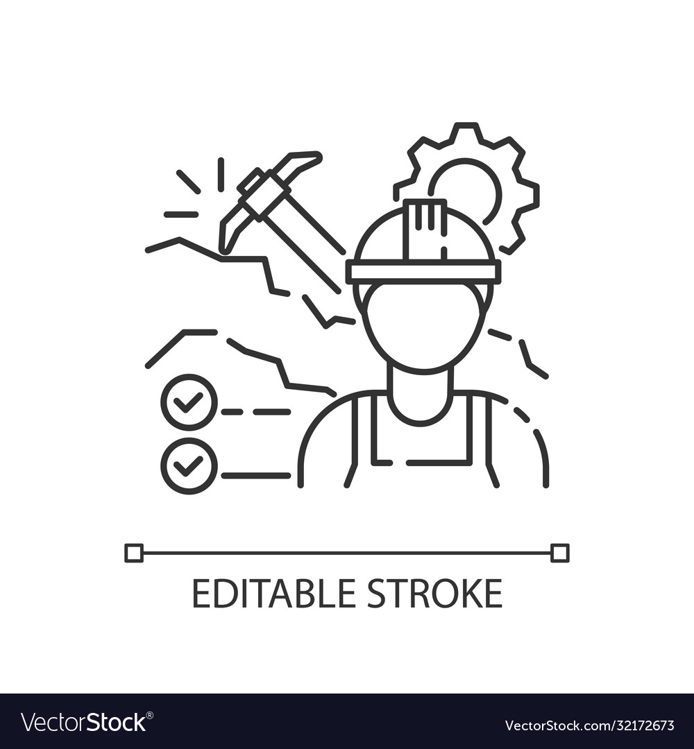 Mining engineer pixel perfect linear icon Vector Image