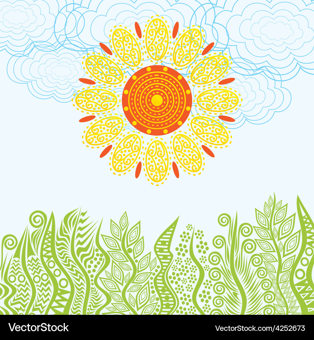 Nature pattern background with sun Royalty Free Vector Image