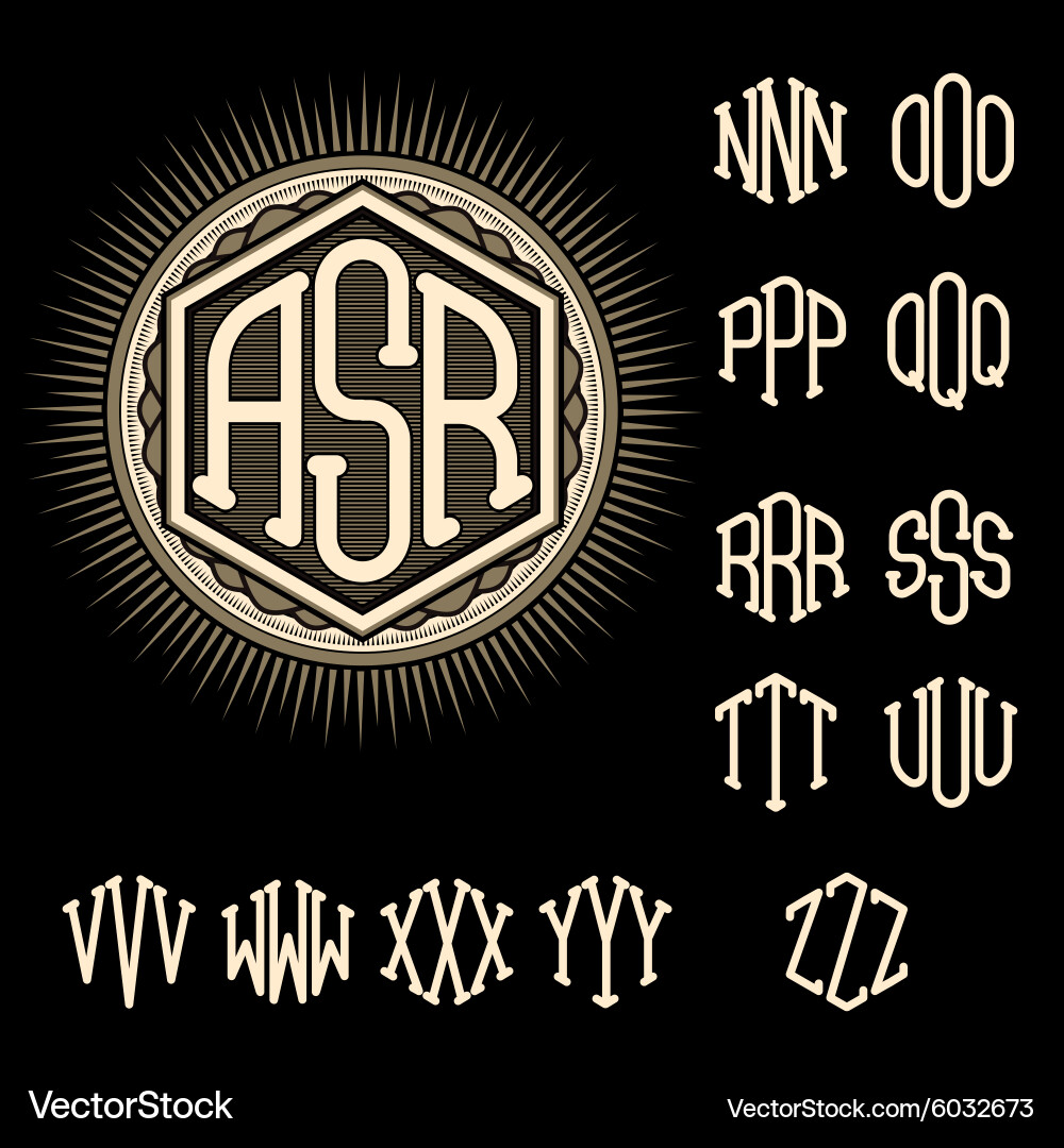 Set letters for decoration stylish retro Vector Image