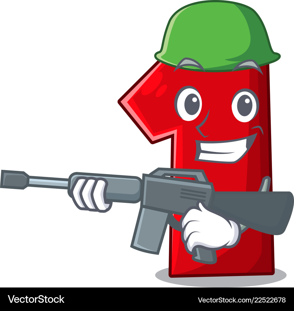 Army character number one on the platform Vector Image