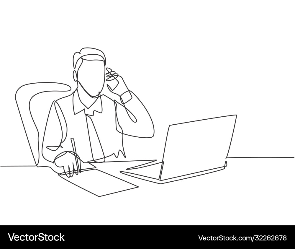Business concept one single line drawing young Vector Image