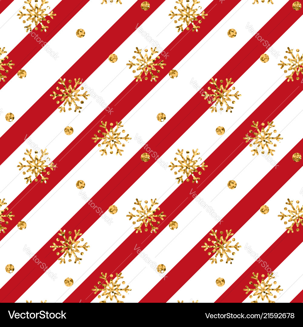 Christmas gold snowflake seamless pattern golden Vector Image