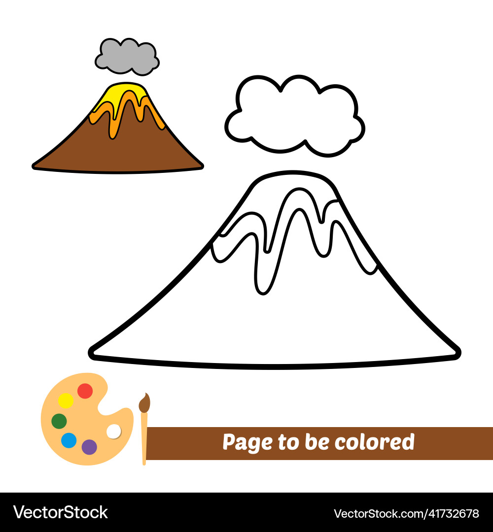 Coloring book for kids volcano Royalty Free Vector Image