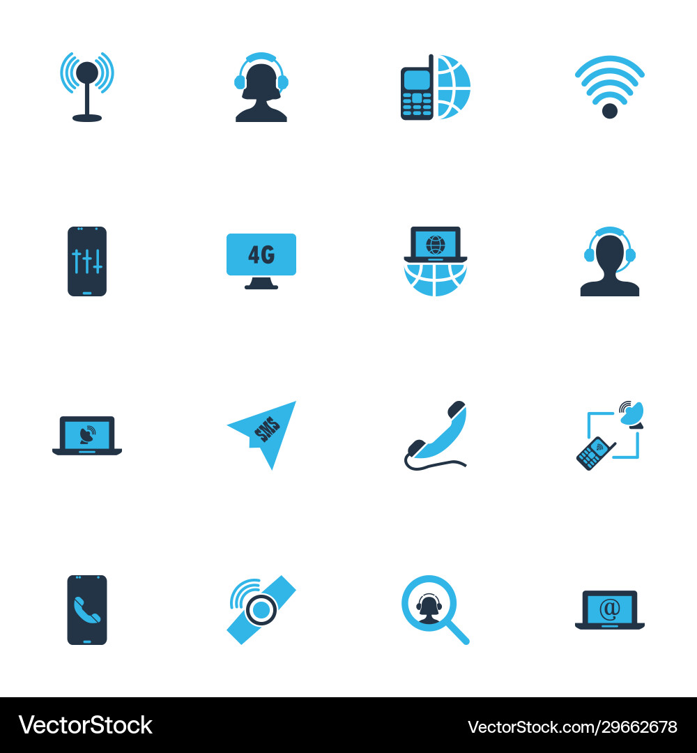 Connection icons colored set with laptop Vector Image